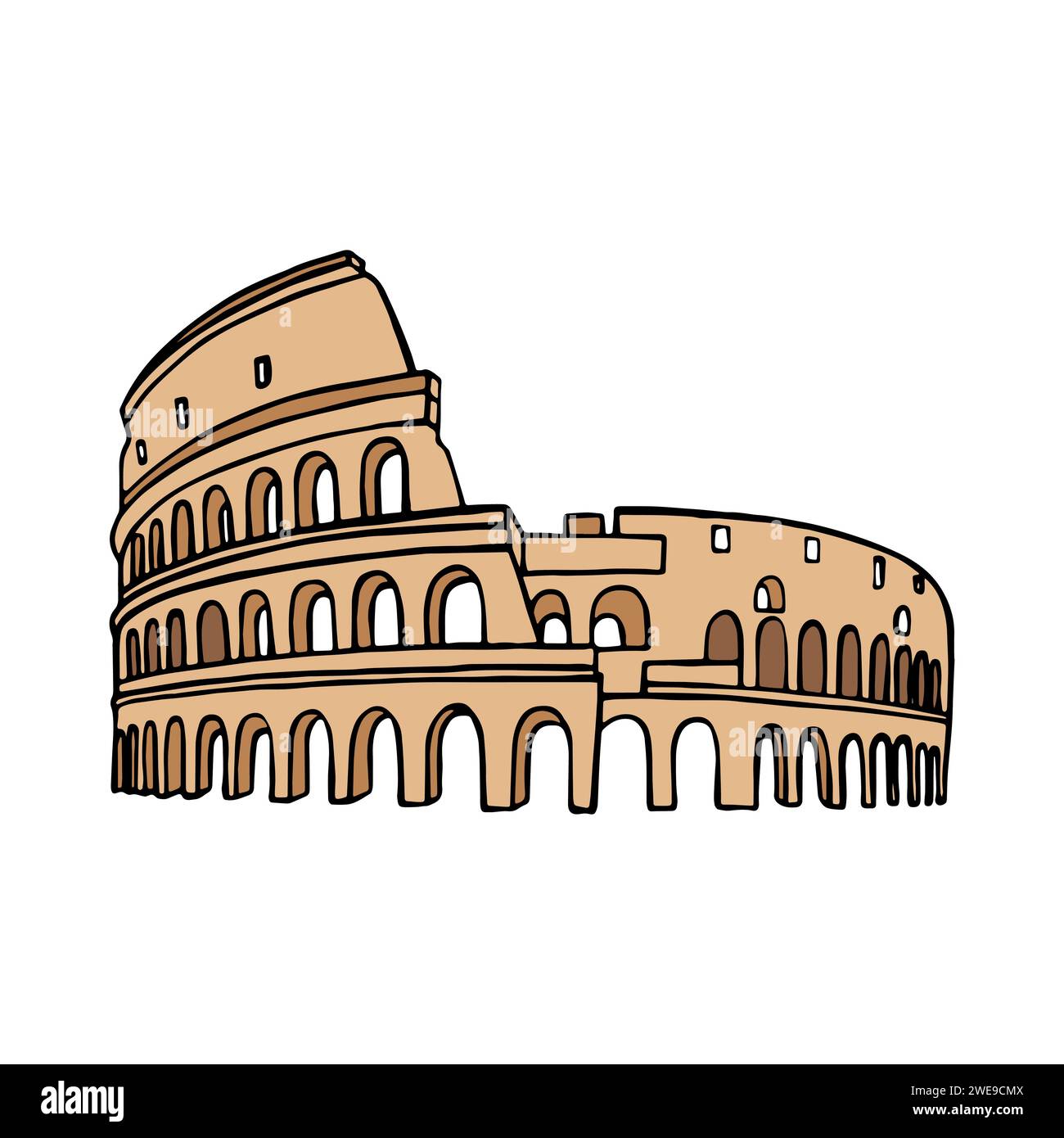 Colosseum in Italy icon in cartoon style isolated on white background ...