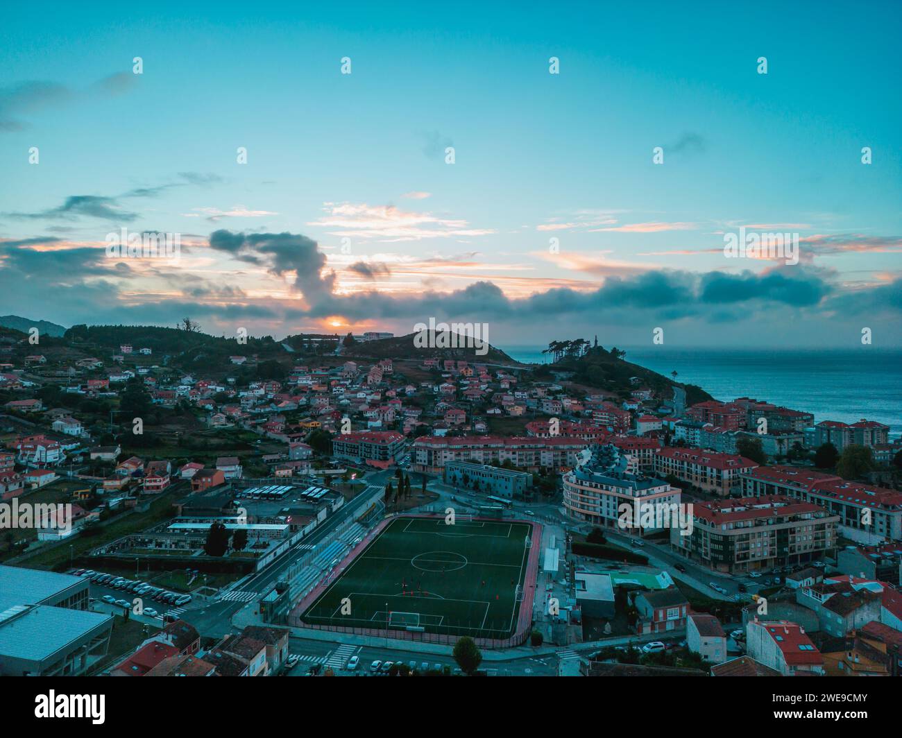 aerial photography, waves beating in the sea of Galicia, rough ocean ...