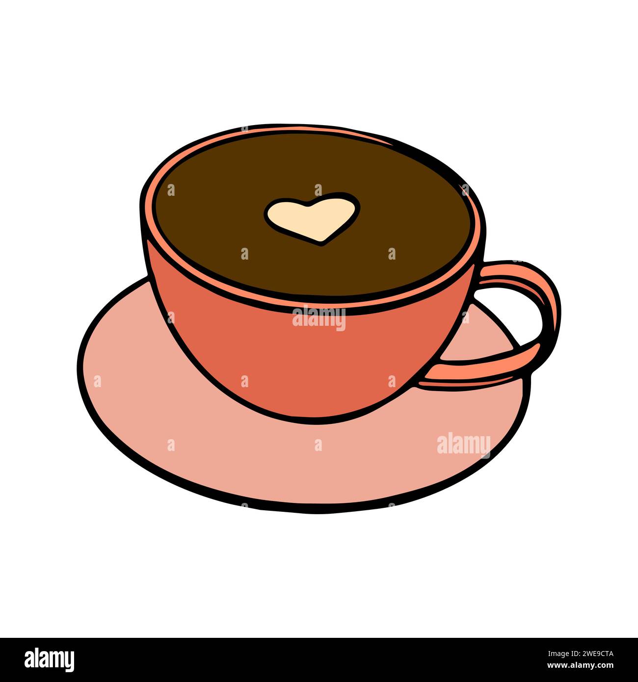 vector doodle pink coffee cup, with a heart Stock Vector Image & Art ...