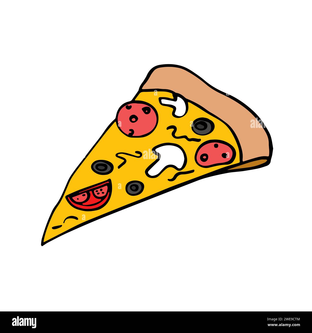 Vector illustration. Pizza slice with melted cheese and pepperoni ...