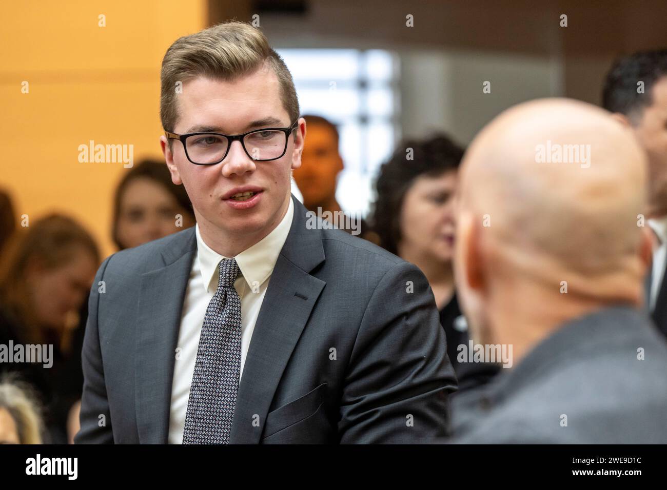 Munich, Germany. 24th Jan, 2024. Daniel Halemba (AfD) takes part in the ...