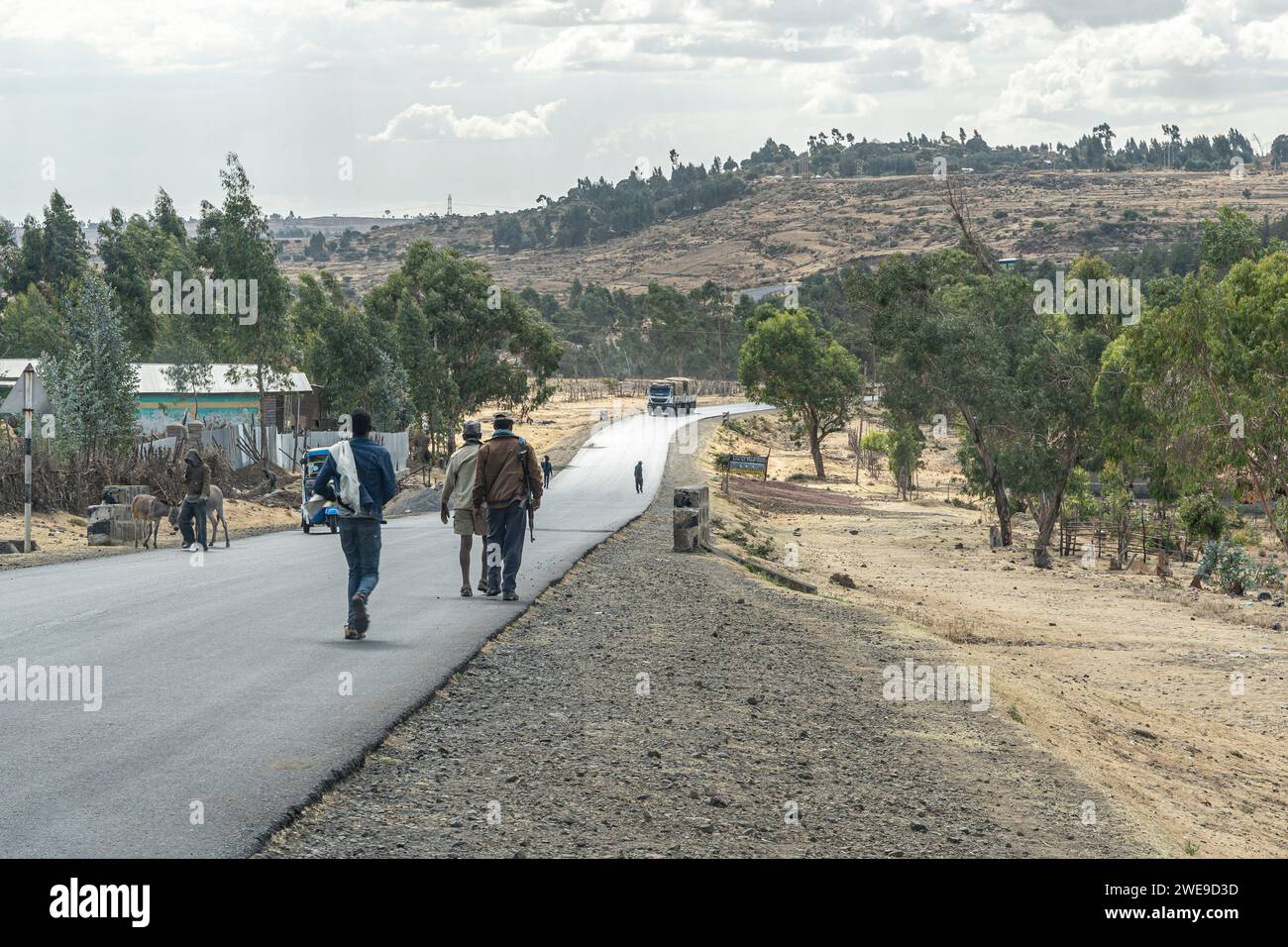 Street scene at the town of Debark on the edge of the Simien Mountain ...