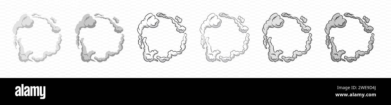 Smoke cartoon vector picture frame . Comic smoke dust border Stock ...