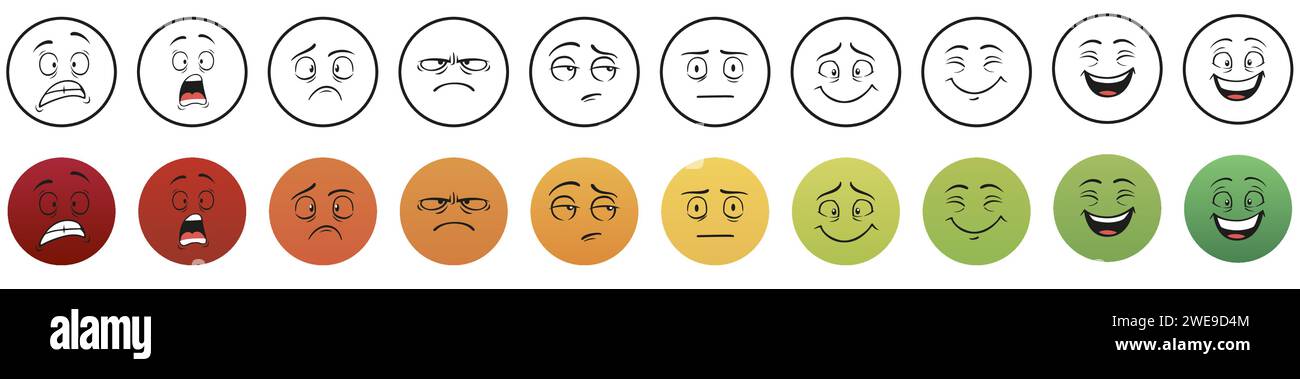Black and color round faces emotions set Stock Vector Image & Art - Alamy
