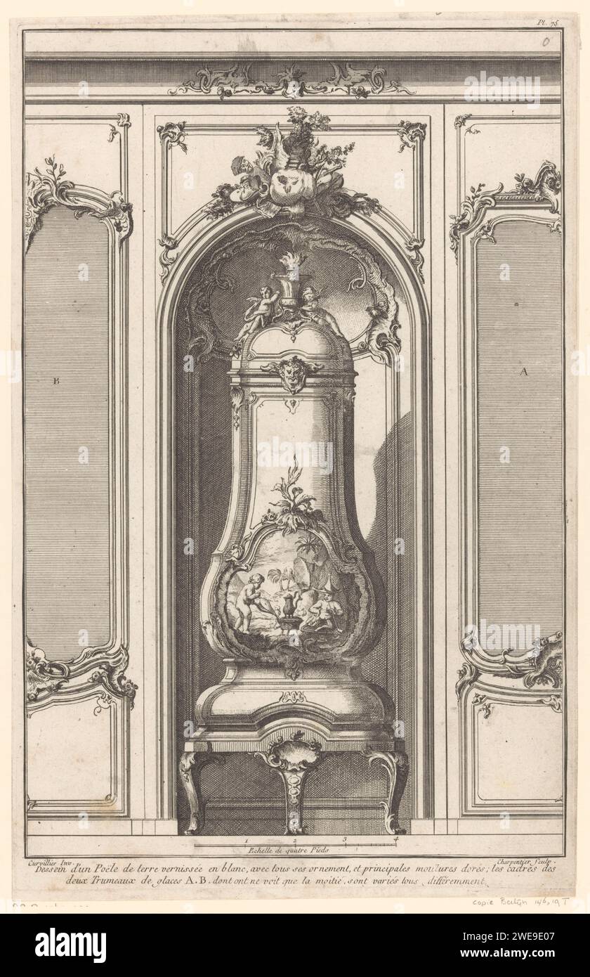 Kachel in Nis, carpenter, After François de Cuvilliés (Sr.), in gold ...