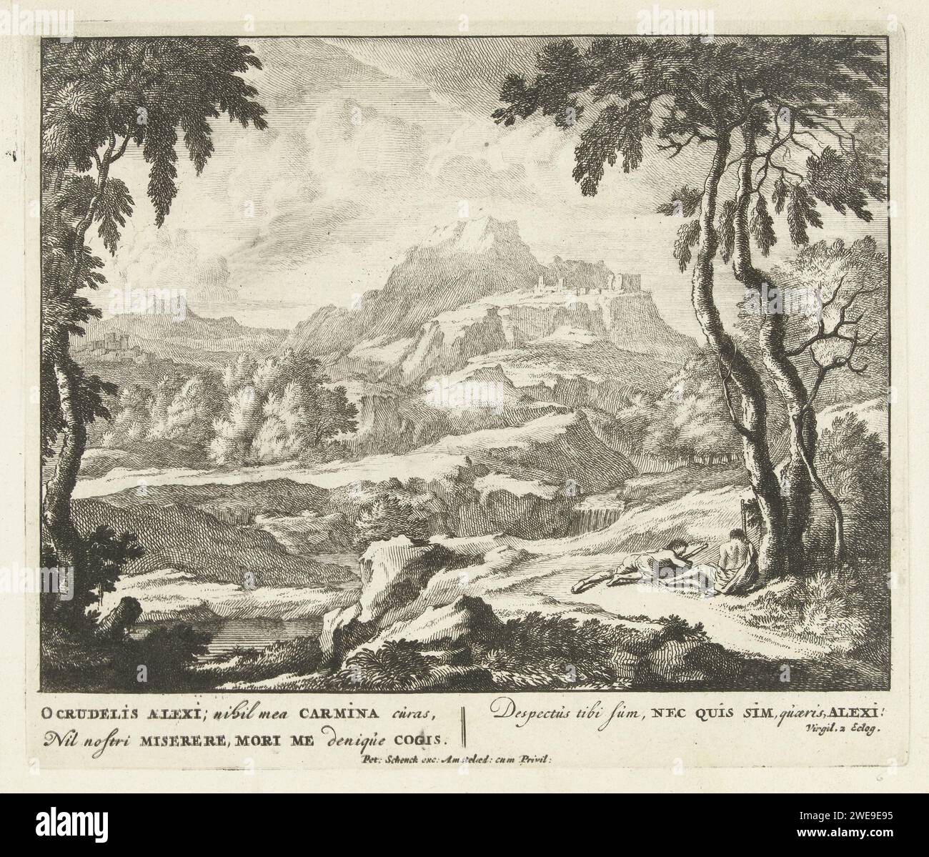 Landscape with two shepherds at a tree, Jan van Call (I), 1666 - 1706 ...