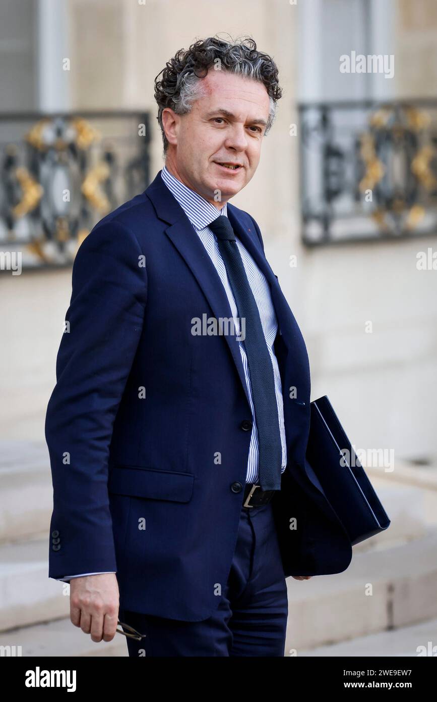 © Thomas Padilla/MAXPPP - 24/01/2024 ; Paris, France ; SORTIE DU PREMIER CONSEIL DES MINISTRES ...