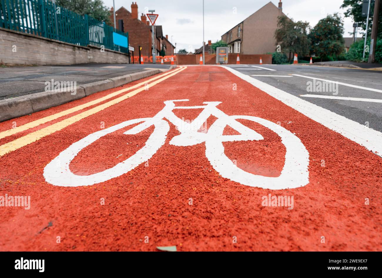 New cycling path made of red asphalt as part of 10 minutes city ...