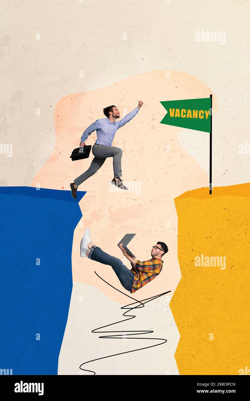 Vertical collage picture illustration young successful attractive man ...