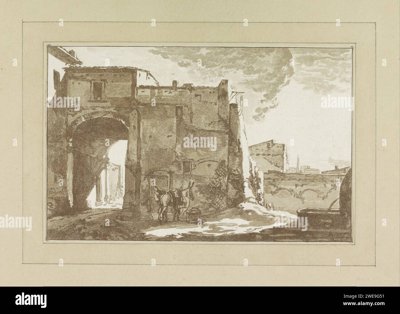 Poort with traveler and muldier, Cornelis Brouwer, Cornelis Ploos van ...