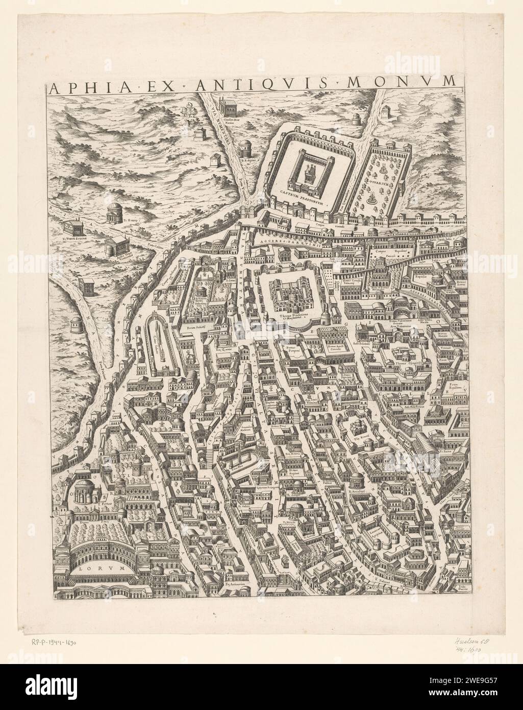 Map of Rome in Roman times (second part), Etienne Dupérac, 1639 - 1691 ...