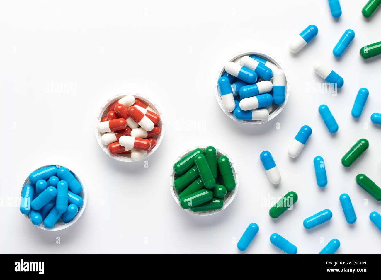 Dietary supplements and different vitamins, various colourful pills on ...