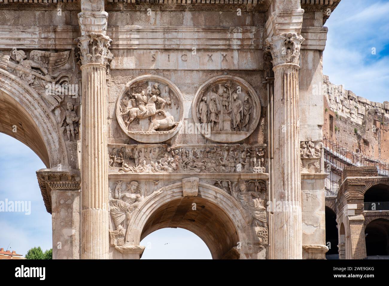 Close vew of Arch of Constantine in Rome, Italy Stock Photo - Alamy