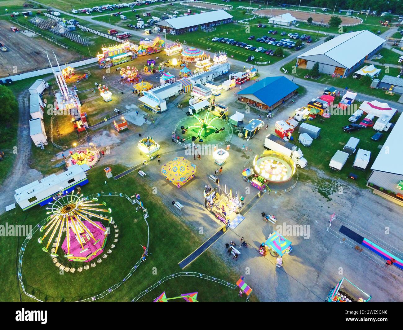 Aerial View of Vibrant Fairground Lights at Dusk, Fort Wayne Stock ...