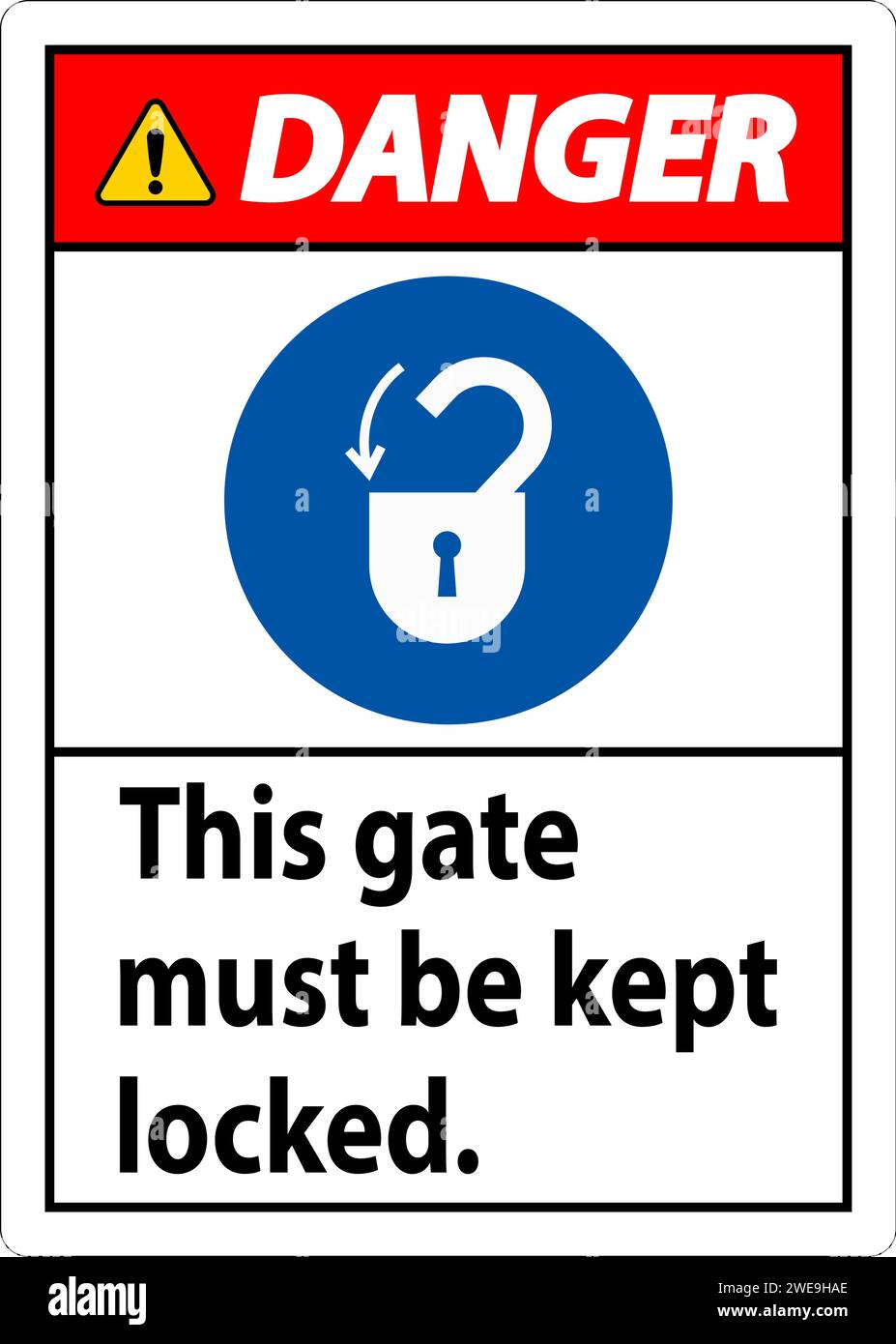 Danger Sign, Gate Must Be Kept Locked Stock Vector Image & Art - Alamy