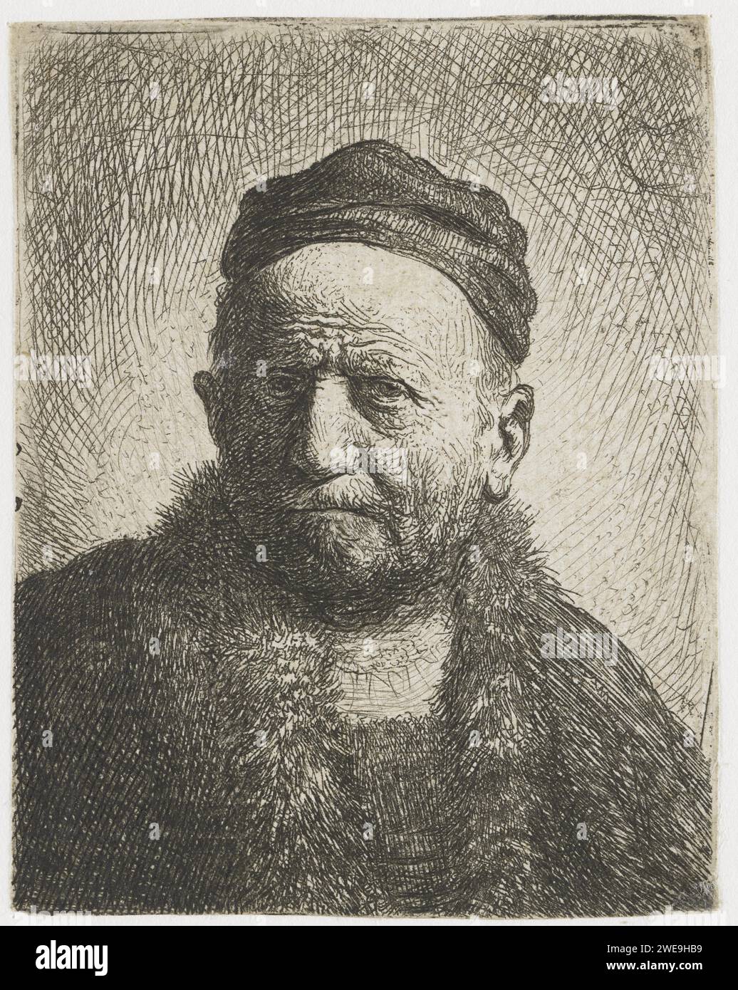 Man wearing a close cap: bust (the artist's father?), Rembrandt van ...