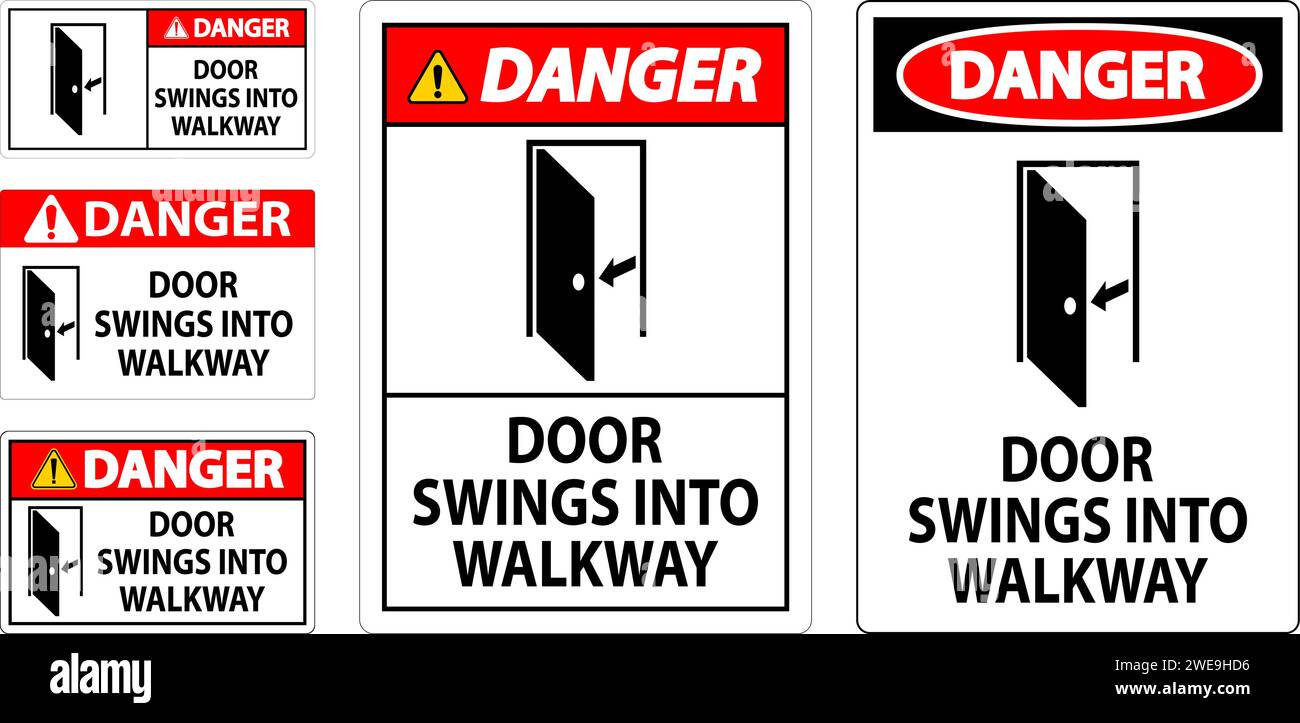 Danger Sign, Door Swings Into Walkway Stock Vector Image & Art - Alamy