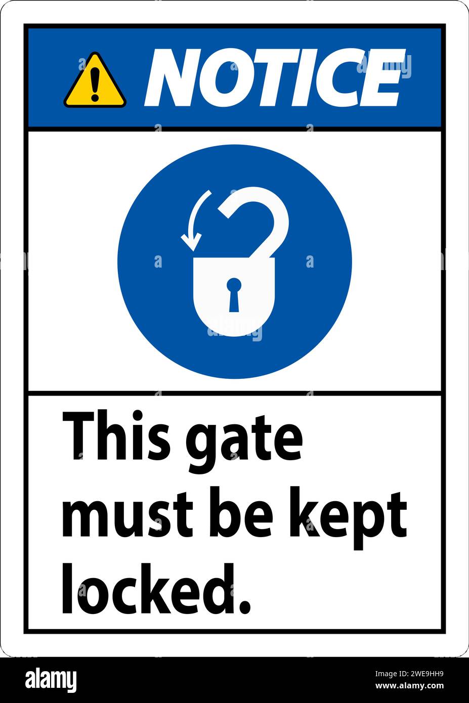 Notice Sign, Gate Must Be Kept Locked Stock Vector Image & Art - Alamy
