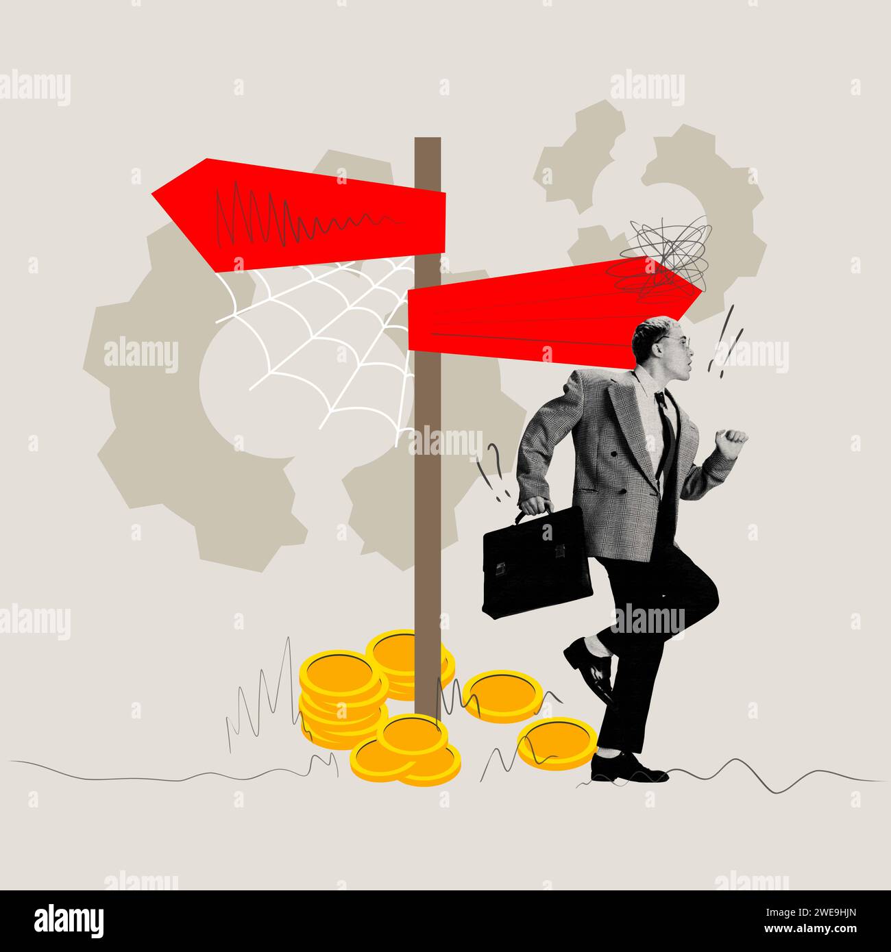 Motivational poster for startups after crisis, navigation through ...