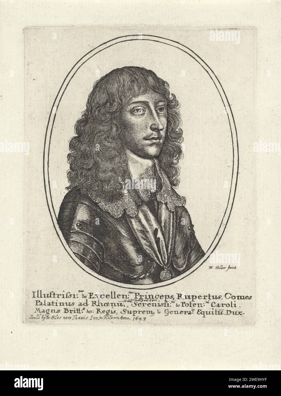 Portrait of Prince Ruprecht van de Palts, Wenceslaus Hollar, 1643 print ...