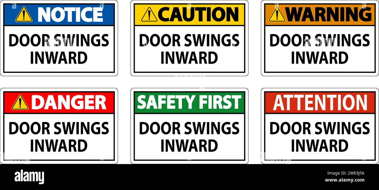 Caution Sign, Door Swings Inward Stock Vector Image & Art - Alamy