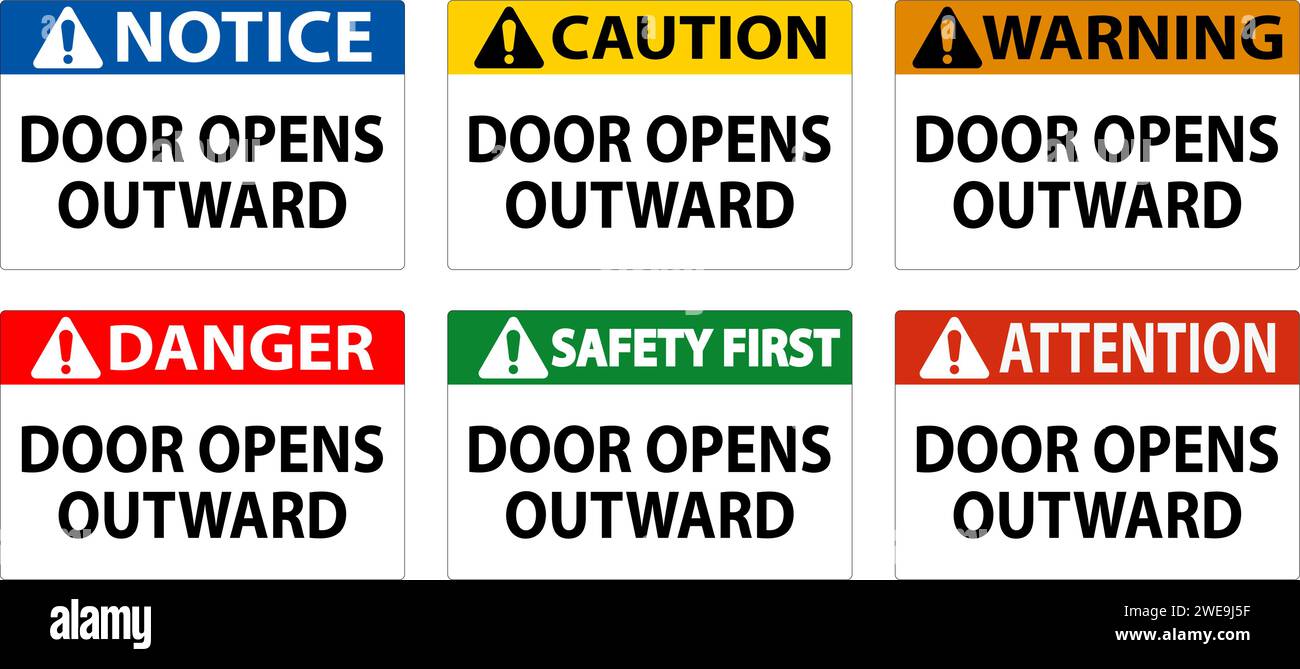 Caution Sign Door Opens Outward Stock Vector Image & Art - Alamy