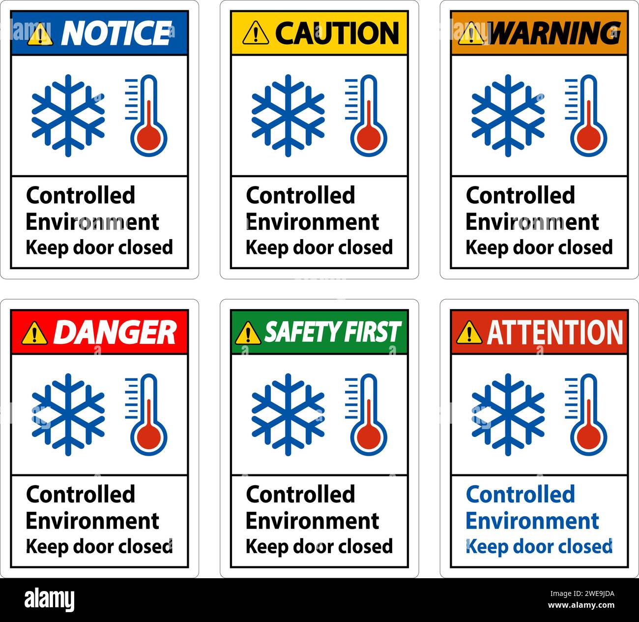 Notice Sign, Controlled Environment Keep Door Closed Stock Vector Image ...