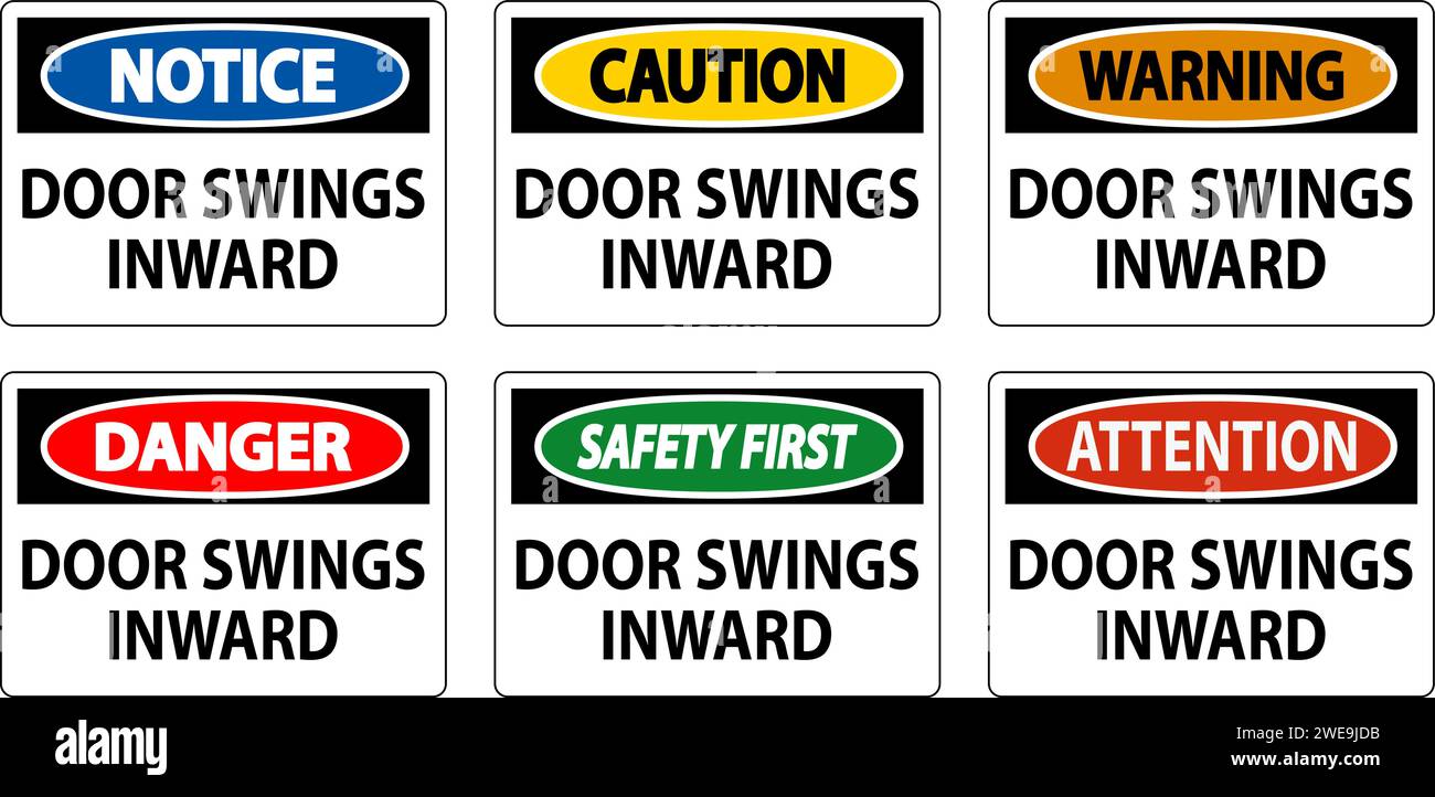 Caution Sign, Door Swings Inward Stock Vector Image & Art - Alamy