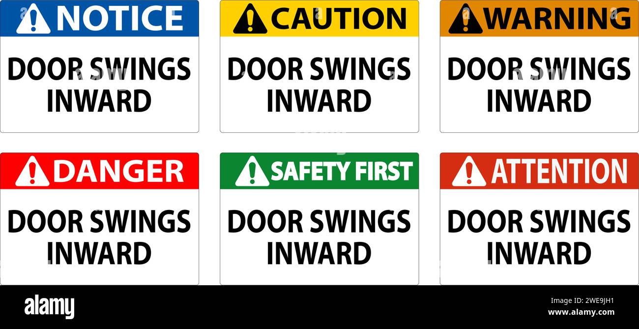 Caution Sign, Door Swings Inward Stock Vector Image & Art - Alamy
