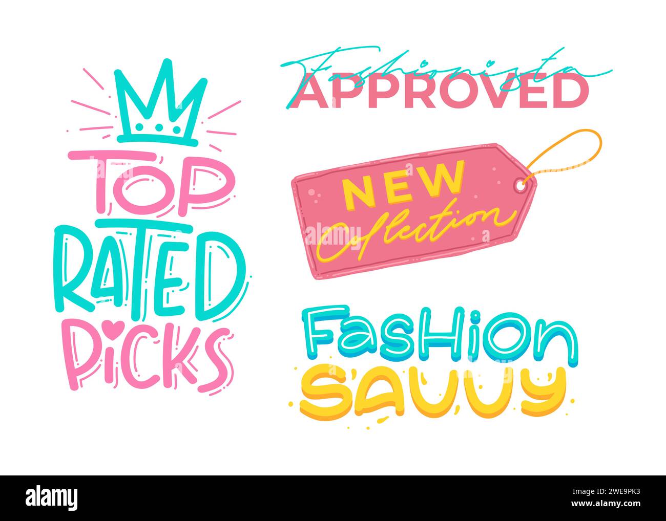 Cute colorful hand lettering phrase for fashion sales marketing in ...