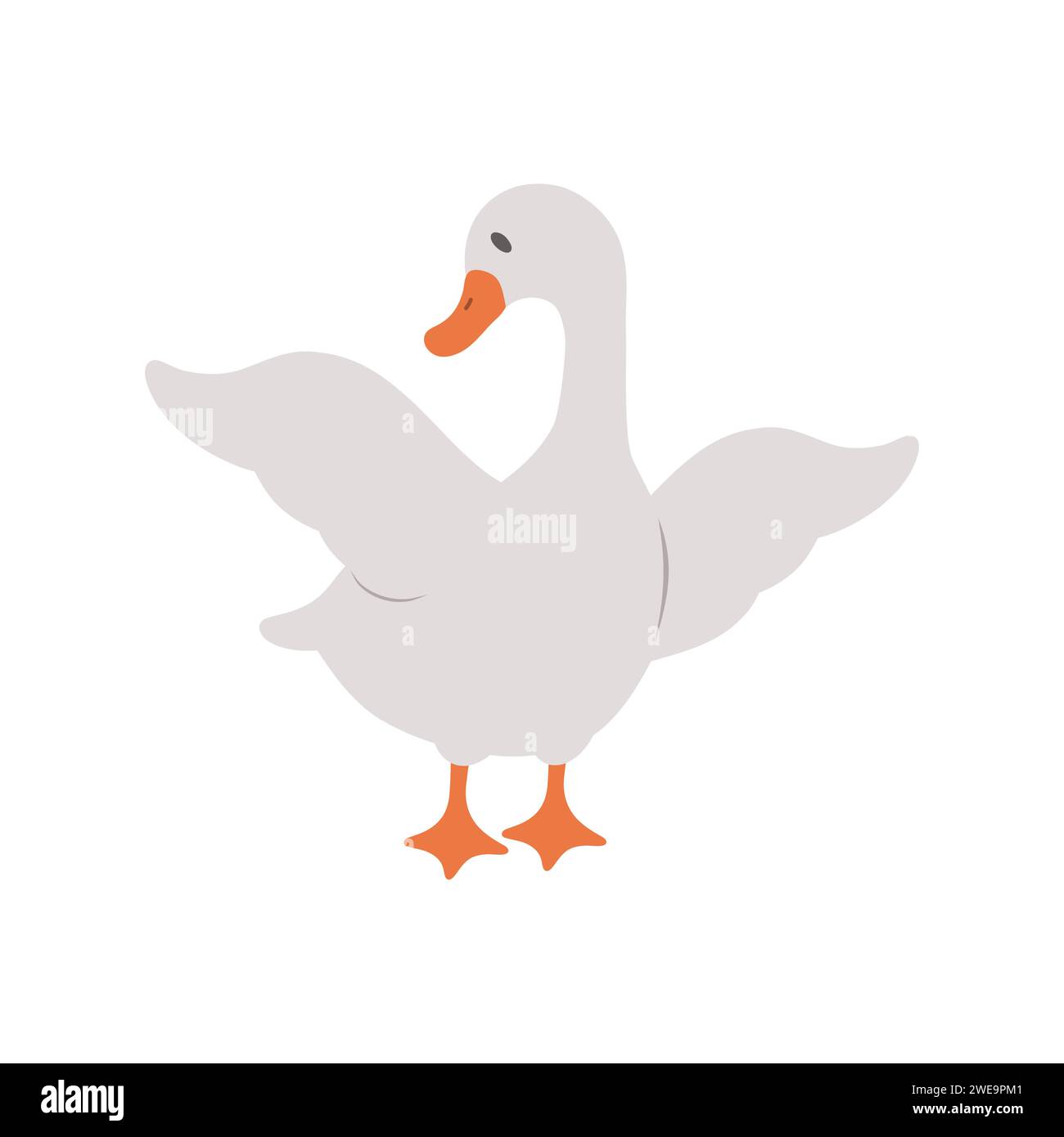 Cute goose. Hand drawn grey duck on farm. Domestic fowl. Vector ...