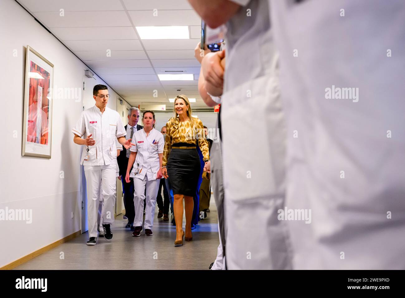 VENLO, the Netherlands, 23-01-2024 Queen Maxima during a working visit to the Care Evaluation ...