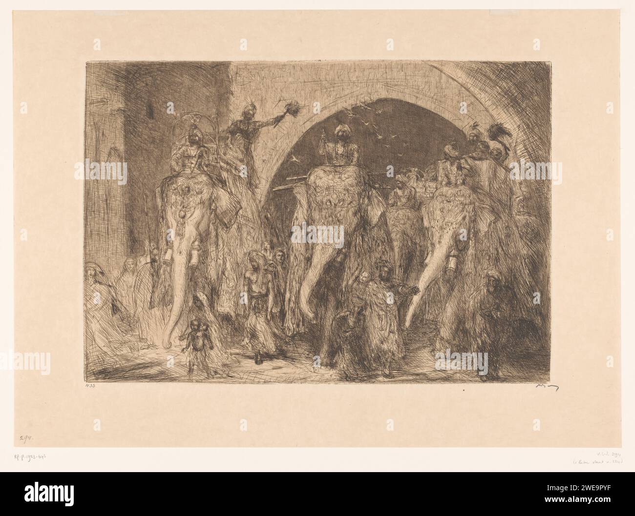 Parade with elephants, Marius Bauer, c. 1877 - c. 1932 print paper ...