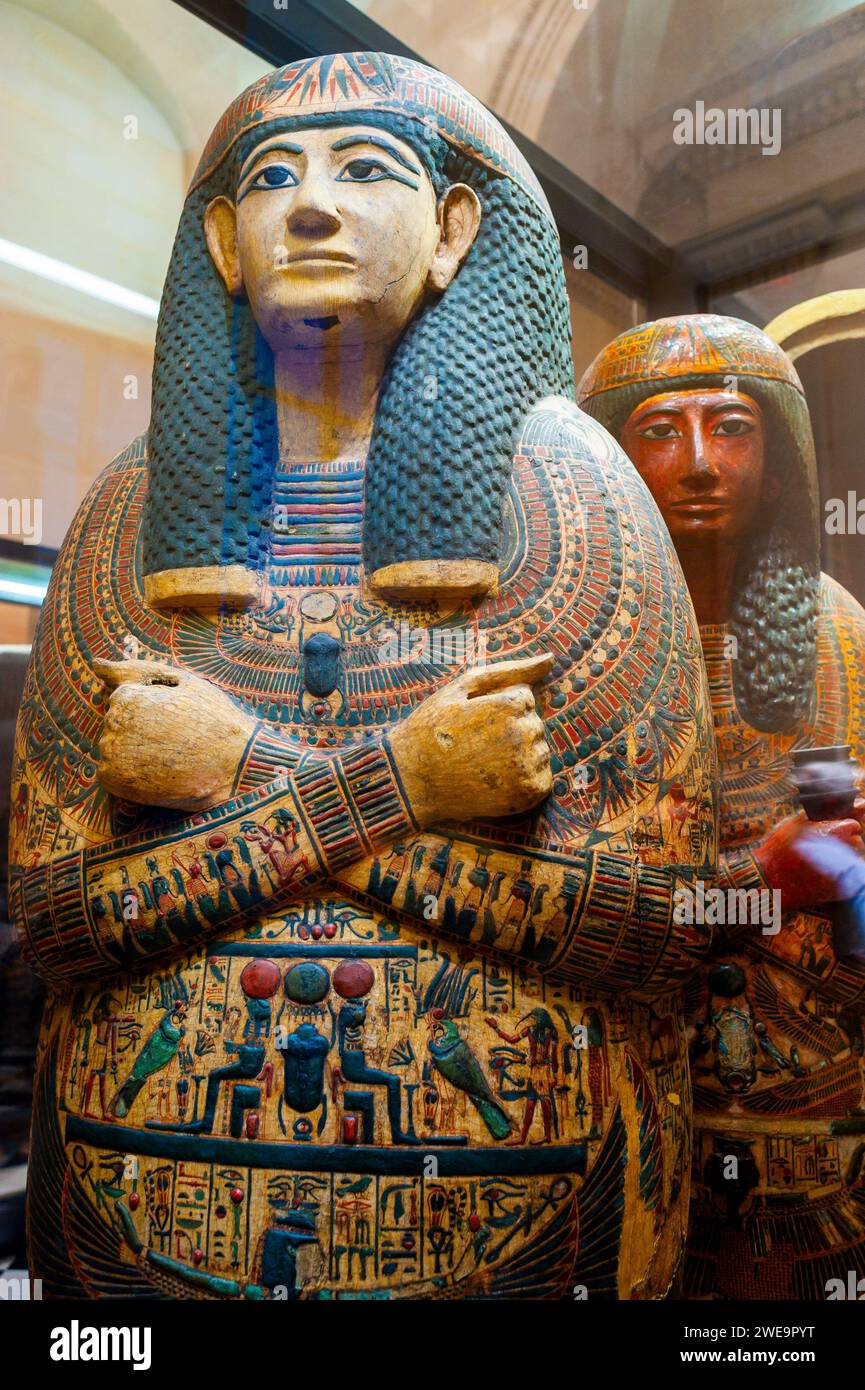 Paris, France, Close up, Ancient Egyptian Mummies, inside, Louvre ...