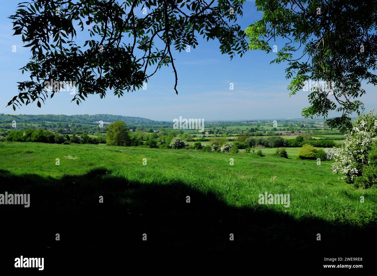 The rural landscape below the Broad Town escarpment in North Wiltshire ...
