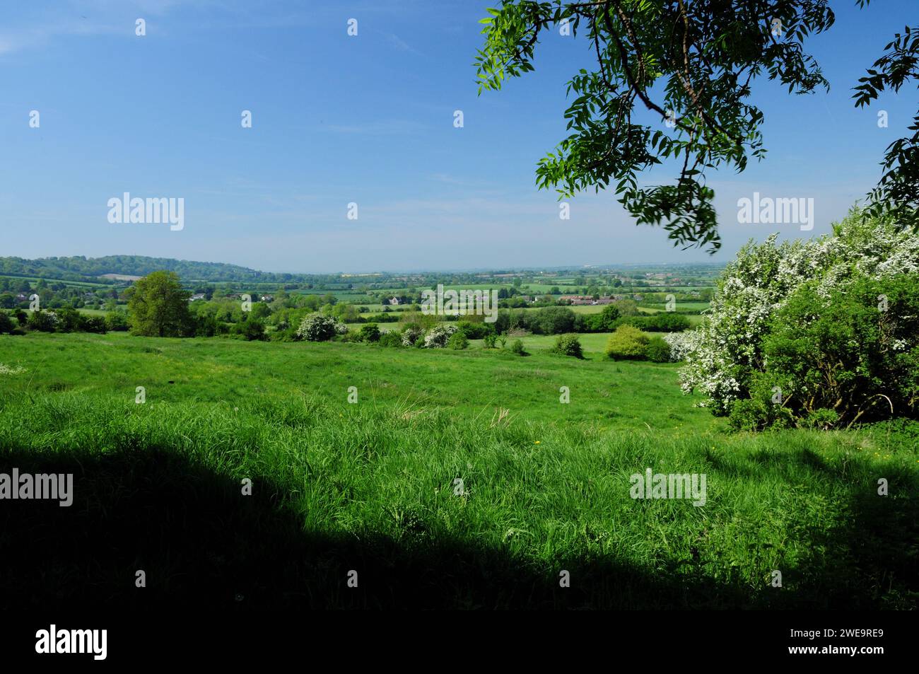The rural landscape below the Broad Town escarpment in North Wiltshire ...