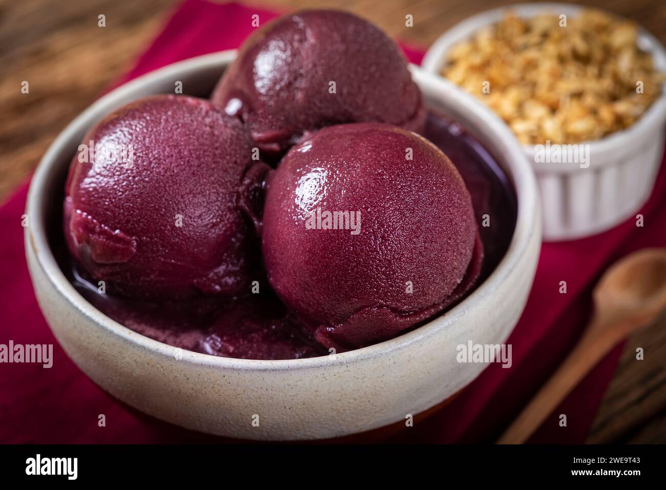 Frozen acai in the bowl. Brazilian acai Stock Photo - Alamy