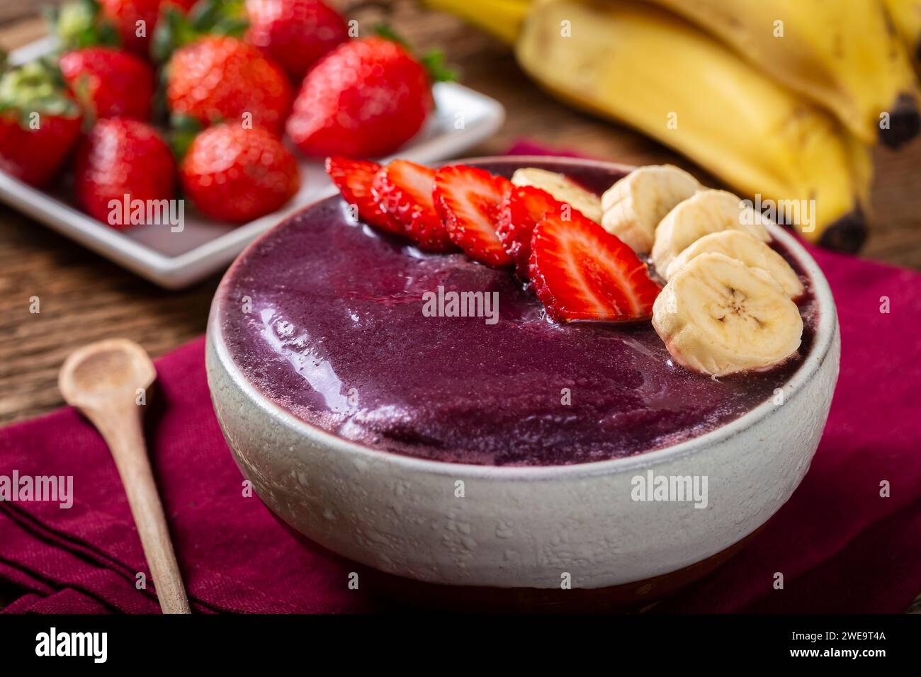 Açai with strawberry and banana. Brazilian acai Stock Photo - Alamy