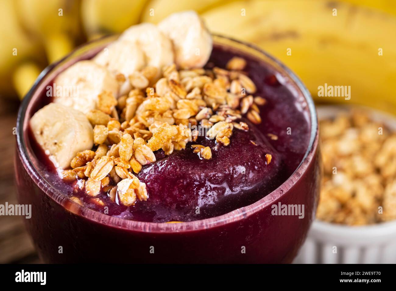 Açai with banana and granola. Brazilian acai Stock Photo - Alamy