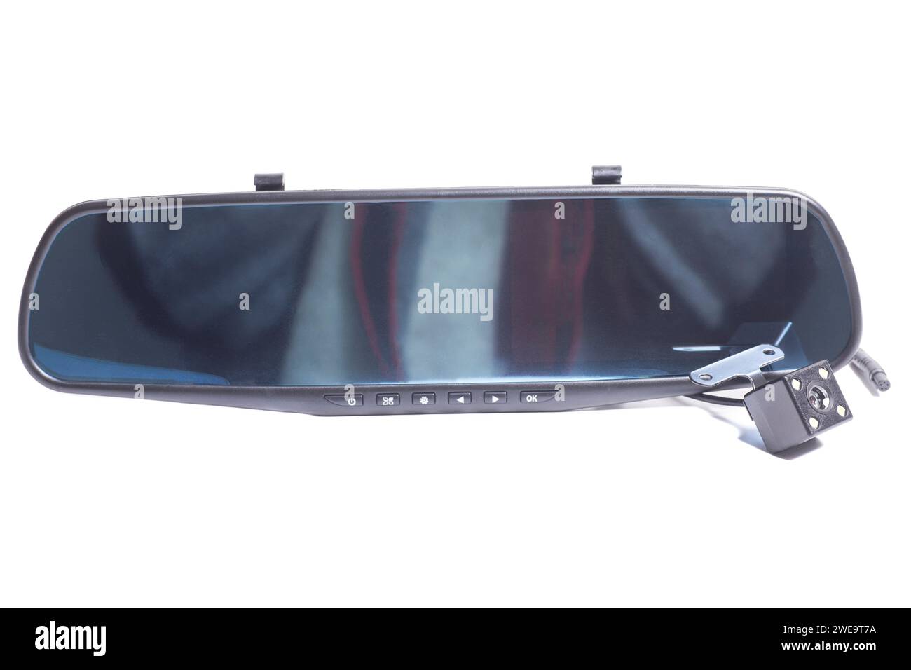 car rear view mirror with DVR isolated on white background Stock Photo ...