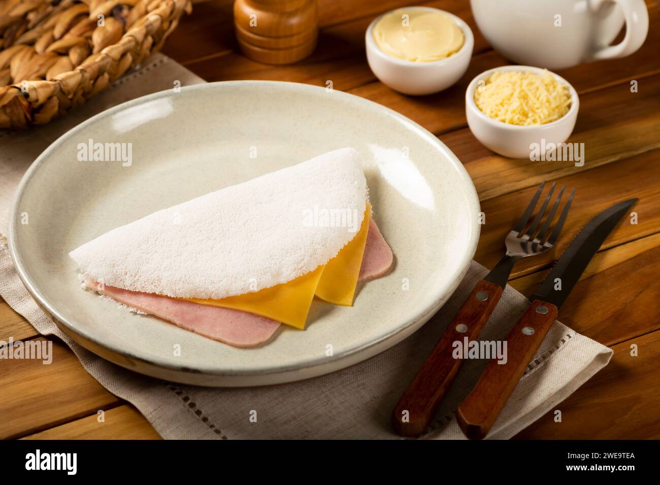 Brazilian food tapioca ham hi-res stock photography and images - Alamy