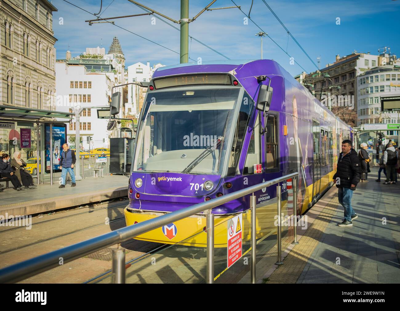 Istanbul tram in Eminonu district. Istanbul, Modern tram in Istanbul ...
