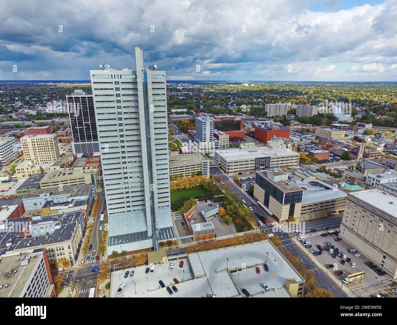 Aerial View of Modern Skyscraper in Downtown Fort Wayne Stock Photo - Alamy