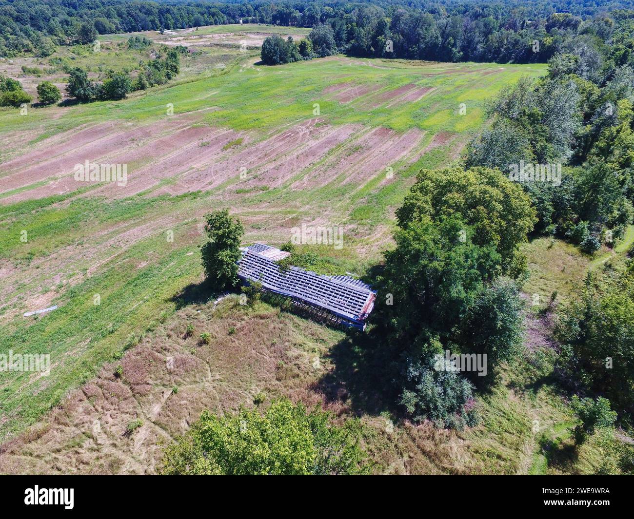 Aerial View of Rural Landscape and Farm Building, Indiana Stock Photo ...