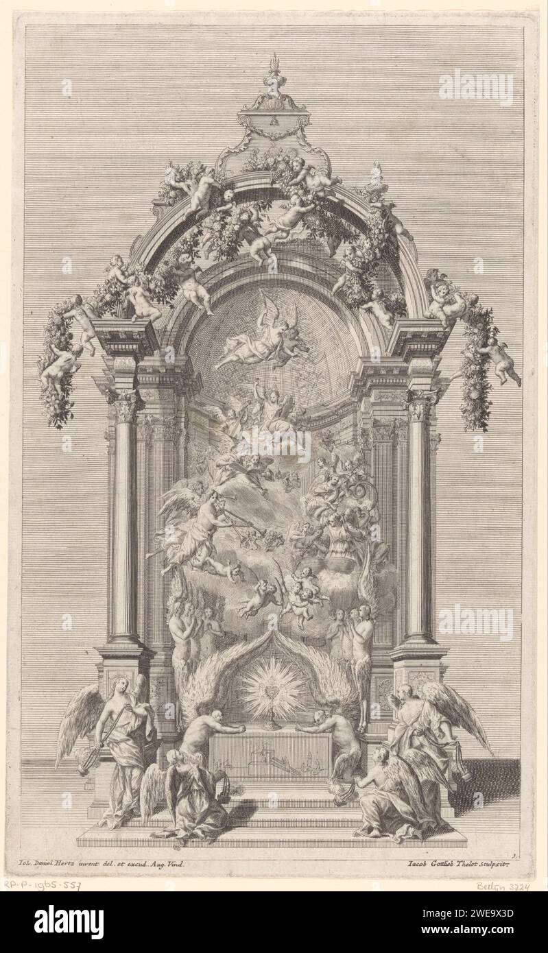 Altar with angels, Jacob Gottlieb Thelott, after Johann Daniel Herz (I ...