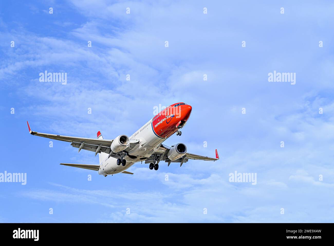 Barcelona, Spain; July 16, 2023: Boeing 737-800 plane of the Norwegian ...
