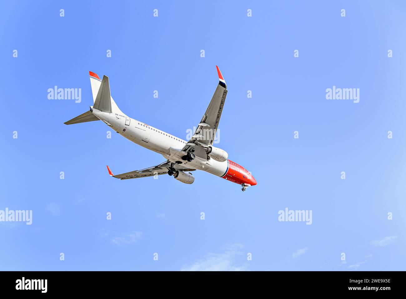 Barcelona, Spain; July 16, 2023: Boeing 737-800 plane of the Norwegian ...
