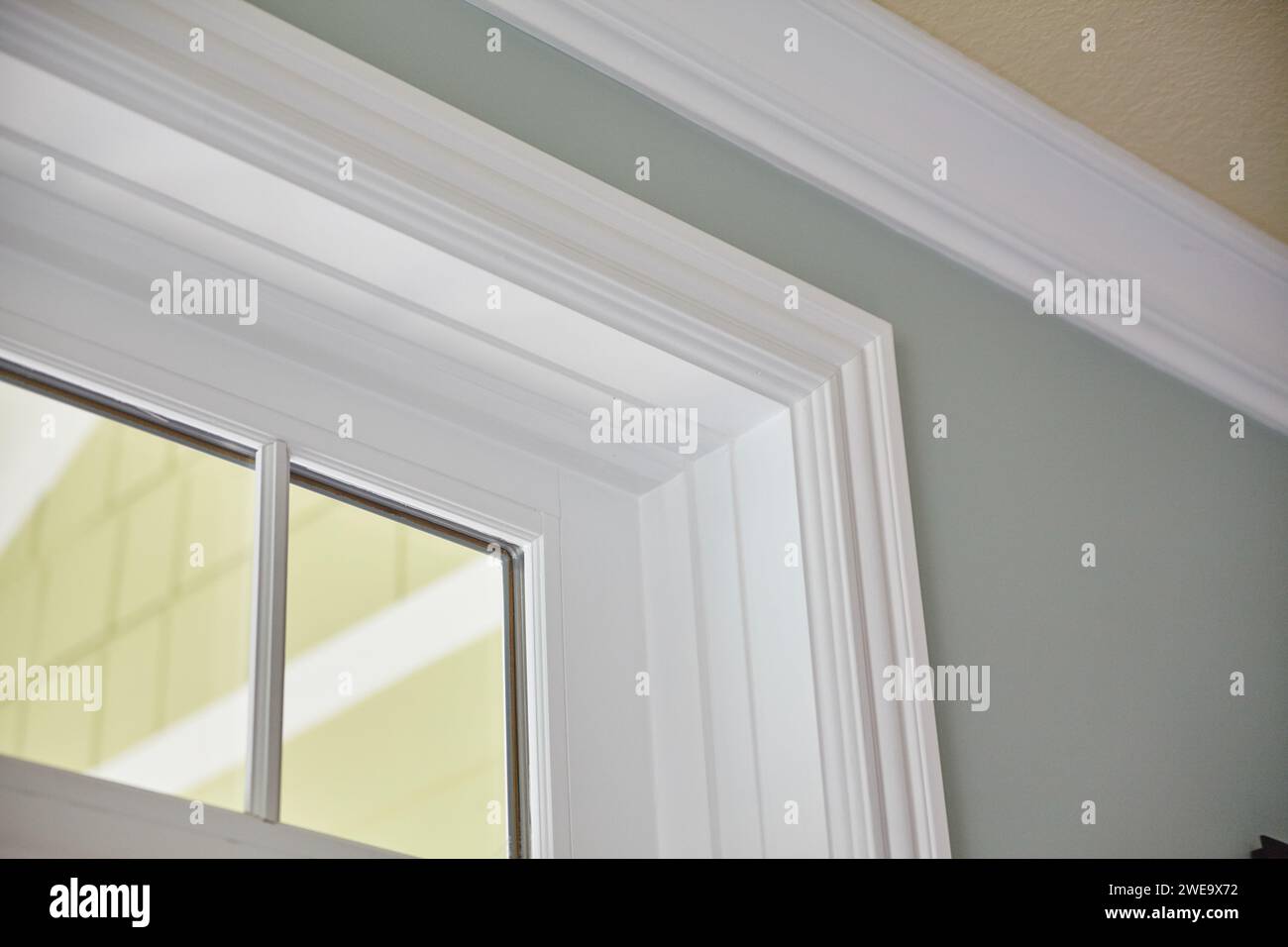 Elegant Window Frame and Crown Molding in Modern Interior Stock Photo ...