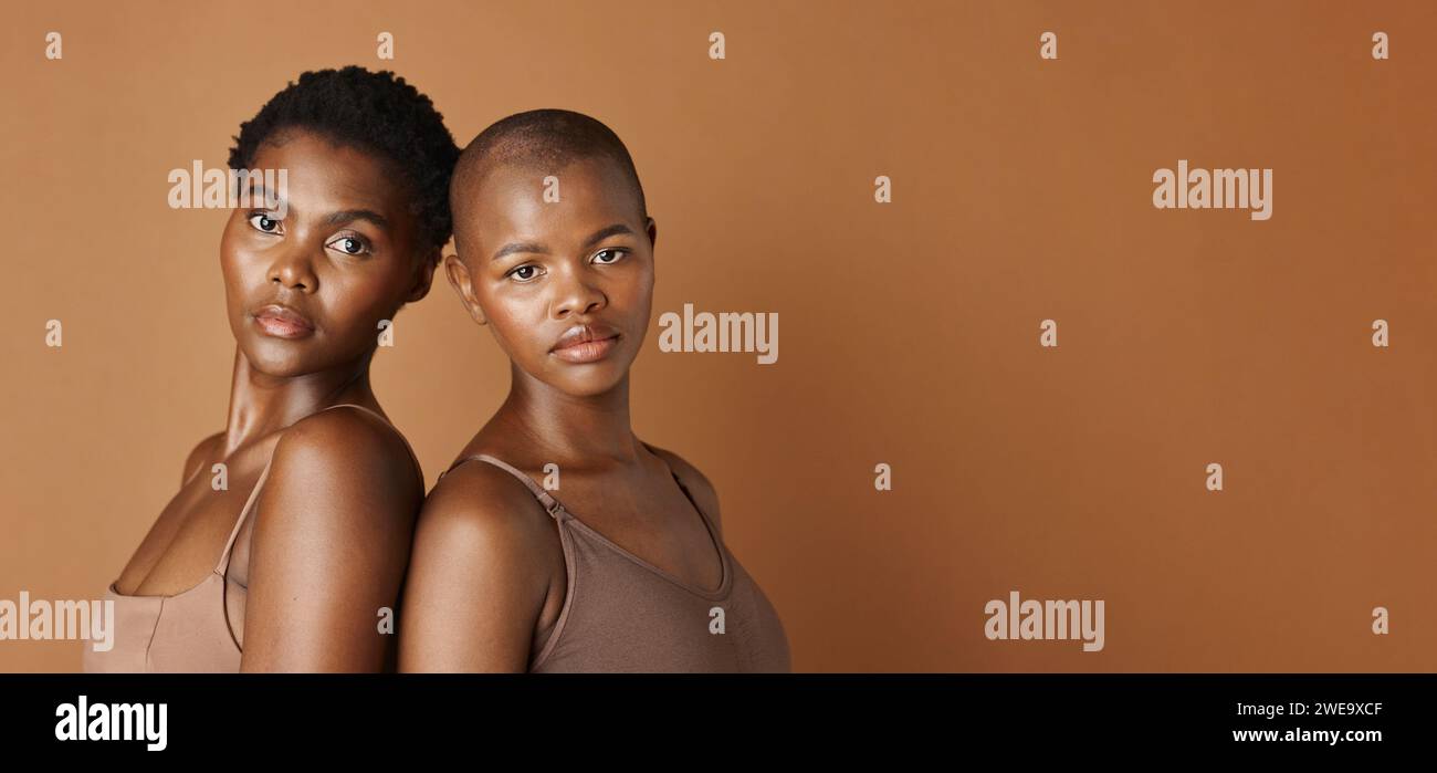 Wellness, face or black women with beauty, glowing skin or results ...