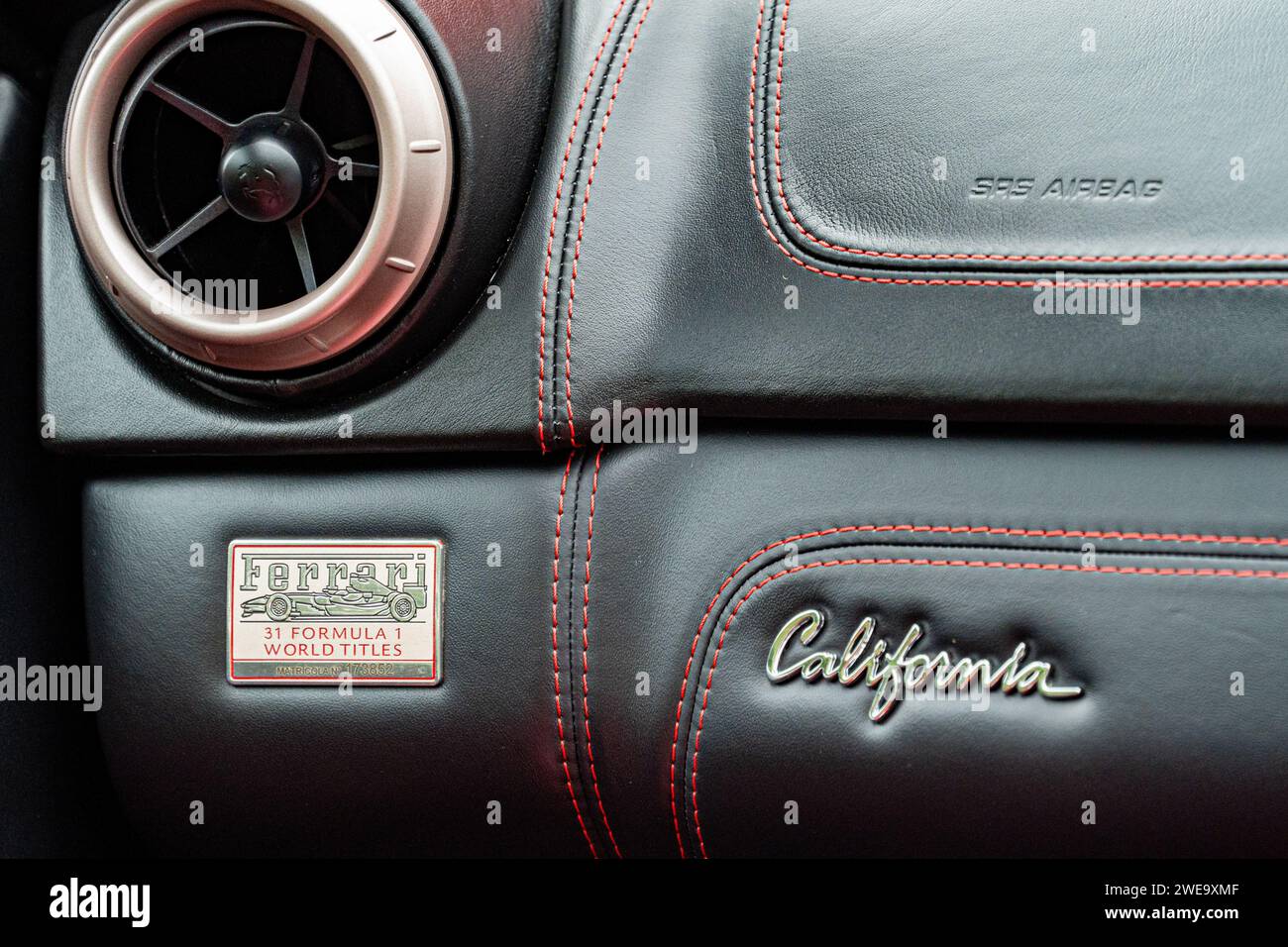 Ferrari California Close up of California Dashboard Badge and F1 ...
